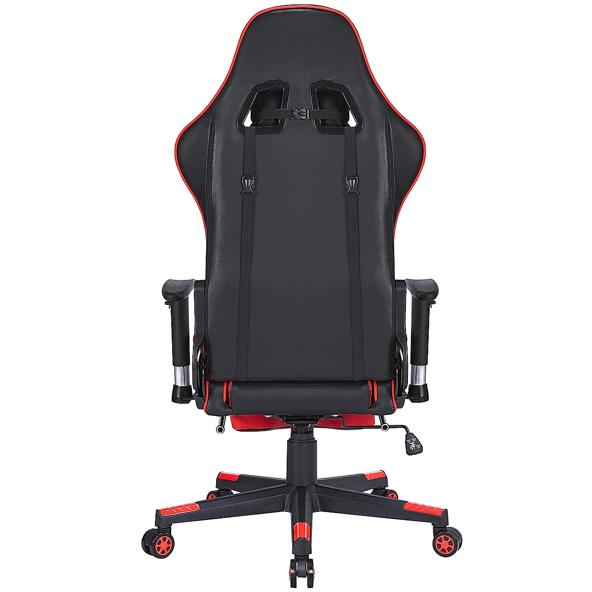 Yaheetech Computer Gaming Chair High Back Ergonomic Desk Chair Racing Style Reclining Chair PU Leather Task Chair with Footrest Headrest/Armrest/Lumbar Support/Height Adjustable
