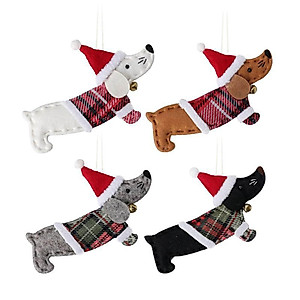 Christmas Felt Hanging Ornaments Adorable Charm Christmas Felt Xmas Dachshund Dog Decoration Sausage Dog Holiday Tree Hanging for Indoor Outdoor Christmas Party Decorations