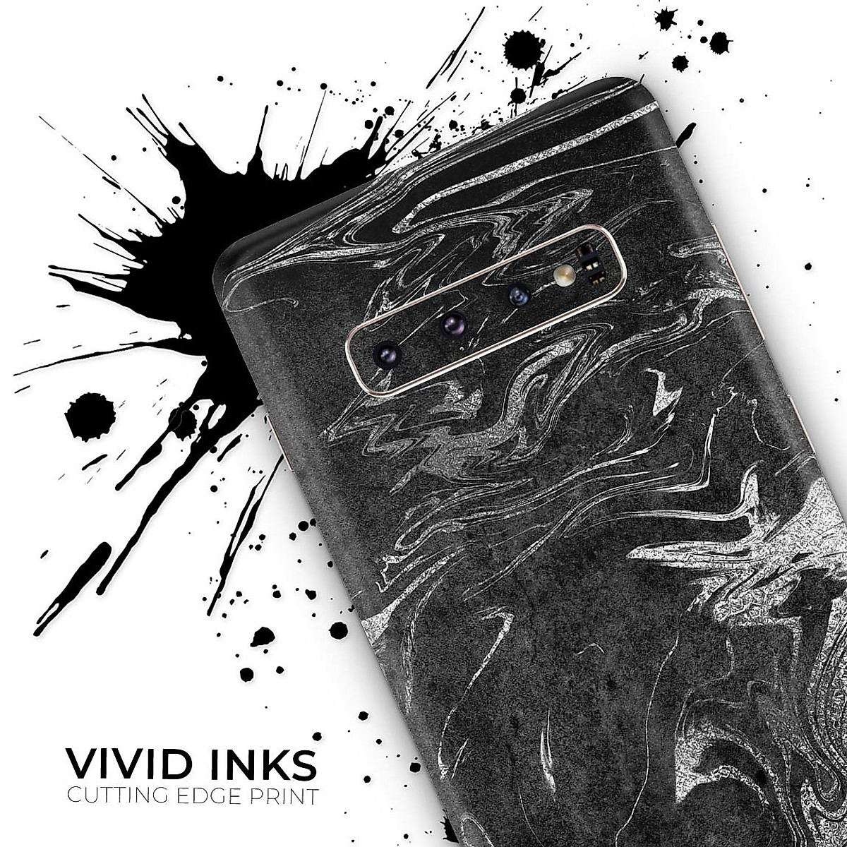DesignSkinz Black & Silver Marble Swirl V8 Protective Vinyl Decal Wrap Skin Cover Compatible with The Samsung Galaxy S20 (Screen Trim & Back Glass Skin)