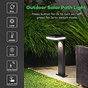 TJCoLUX Outdoor Solar Landscape Path Light with Motion Sensor, Aluminum Black Pathway Light for Garden Lawn Yard Walkway Driveway, IP44 Waterproof, 4000K