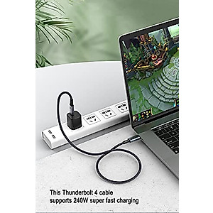 Zingther Full-Featured USB C Cable for Video, Data and 240W Fast Charging, 40Gbps Super Speed USB4.0 Cord and 8K 60Hz Monitor Link, Compatible with All Thunderbolt 3 and 4 - Silver/Black, 1m/3.3ft