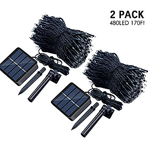 Solar String Lights 480 LED 171Ft 8 Modes Christmas Lights Outdoor, Waterproof Solar Powered Christmas Holiday Decorations Solar Twinkle Lights for Patio Garden Tree Fence Yard Party, Multi