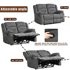 FDW Recliner Sofa Set Sectional Sofa for Living Room Home Theater Seating Reclining Couch Sofa Manual Recliner Motion for Home Furniture (Grey, Love Seat)