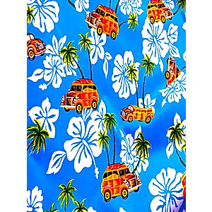 Sal Tex Fabrics, Hawaiian Flowers Print Poly Cotton Fabric, Sells by The Yard, All Have Different Background Color (Turquoise)