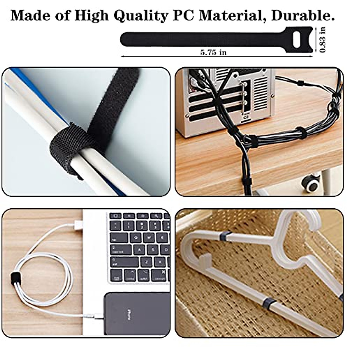 192 PCS Cable Management Kit 4 Wire Organizer Sleeve,11 Cable Holder,35Cord Clips 10+2 Roll Cable Organizer Straps and 100 Fastening Cable Ties for Computer TV Under Desk