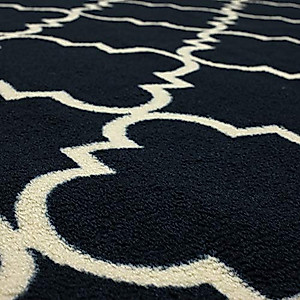 Mohawk Home Soho Fancy Trellis Geometric Lattice Printed Area Rug, 2 ft 6 in x 3 ft 10 in, Navy