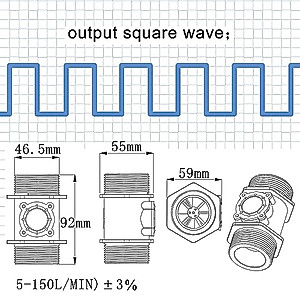 DIGITEN G1-1/2" G1.5" Water Flow Sensor, Food-Grade Hall Effect Sensor Flow Meter Flowmeter Control 5-150L/min - Arduino, Raspberry Pi, and Reverse Osmosis Filter Compatible