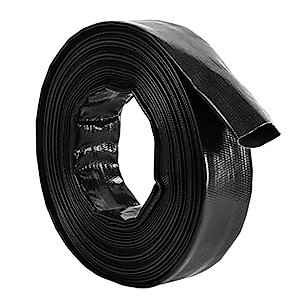 D-WEIXIN Heavy Duty 2" × 50 ft Pool Backwash Hose, Multi-purpose Pump Reinforced PVC Lay Flat Water Discharge Hose, Chemical and Weather Resistant - Drain Clean Swimming Pools & Filters, Black