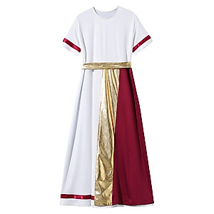 JanJean Kids Greek Robe Costume Girls Ancient Greece Roman Athena Toga Dress Halloween Festival Cosplay Costume White 14 Years