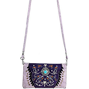 Zelris Spring Bloom Western Concho Women Conceal Carry Tote Handbag Purse Set (Purple)
