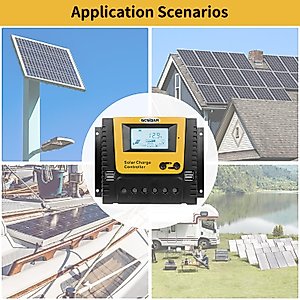 PWM Charge Controller 80A, 12V/24V/36V/48V Auto Max PV 100V .Positive Grounding, 80amp Solar Charge Controller,LCD Display Work for Lead-Acid Sealed/Gel(AGM)/Flooded and Lithium Battery (80A)