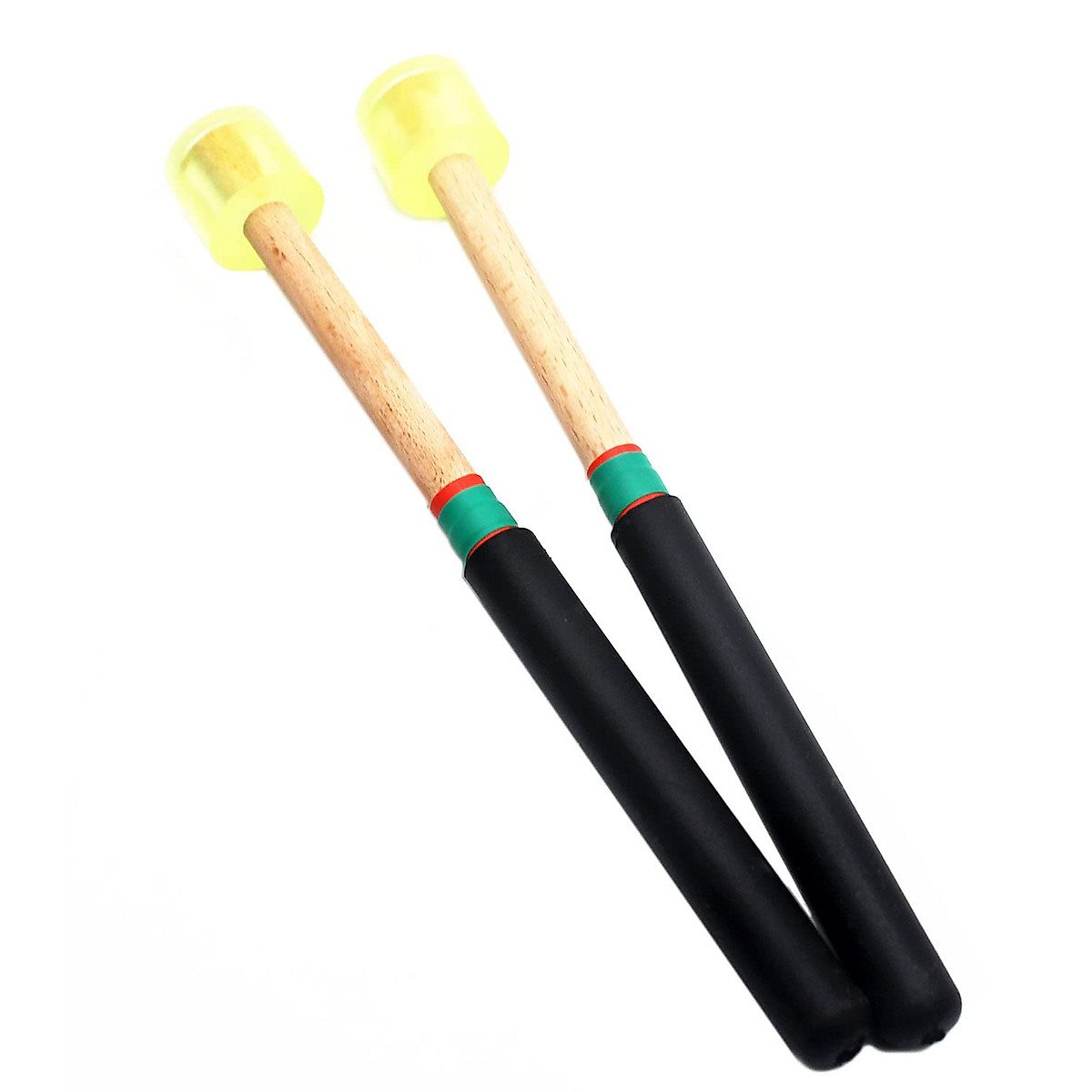 TUOREN 8.3" Rubber Head Percussion Mallets Sticks for Playing Tenor Steelpan, Steel Tongue Drum, W/Wooden Handle