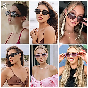 SOJOS Polarized Sunglasses For Women Retro Rectangle Womens Sun Glasses Trendy Narrow Square 90s Shades SJ2232 Tortoise Brown Lens
