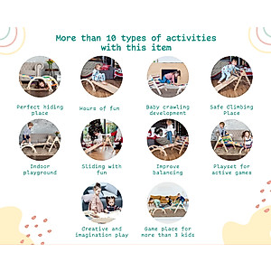 Woodandhearts 3 in 1 Pikler Triangle Set, Montessori Baby Climbing Set - Pikler Triangle Gym - Toddler Jungle Gym - Climbing Toys for Toddlers 1-3 Inside