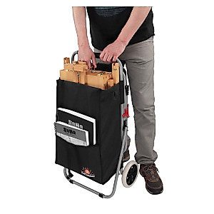 The ArtComber Folding Big Wheeled Portable Rolling Chair/Art Cart with Storage - Black