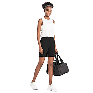 BALEAF Women's 7" Athletic High Waisted Running Bermuda Shorts with Pockets Black XX-Large