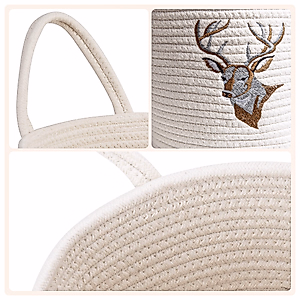 Amasava Storage Baskets 2 Pack, Small Baby Baskets Woven Cotton Rope Decorative Laundry Hampers for Blankets Toys Shoes Plants Clothes Diapers