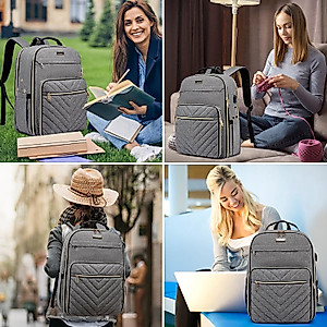 Knitting Bag Backpack, Crochet Bag Tote, Large Yarn Storage Tote Bag with USB Charging Port, Yarn Holder Case for Carrying Projects, Knitting Needles, Yarn Supplies, Grey