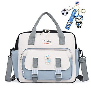 JELLYEA Kawaii Backpack Cute Tote Bag Girl School Crossbody Shoulder Bag with Kawaii Accessories Multi Purpose (Grey)