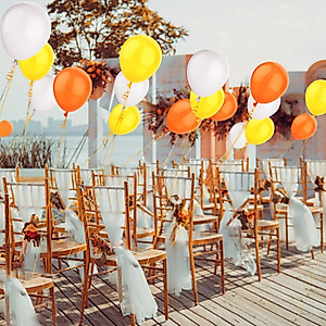 TKEJZu 100 Pcs 12 Inch Latex Balloons White Orange and Yellow Balloons Thanksgiving Decorations Fall Party Supplies for Autumn Birthday Happy Fall Party, Wedding, Engagement, Baby Shower Decoration