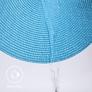 Round Placemats Set of 6 - Woven Red Place Mats Indoor for Dining Table - Washable Heat Resistant Farmhouse Table Mat - Plastic Vinyl Placemat - Table Mats Decorations for Dining Room