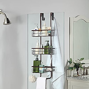 SunnyPoint Classic Metal Bathroom Shower Caddy, Over Door Hanging Storage Organizer Basket