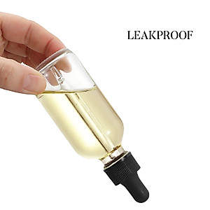 12 Pack, 2 oz Glass Eye Dropper Bottles w/ 3 Stainless Steel Funnels & 1 Long Pipette Dropper & 24 Labels - 60ml Clear Tincture Bottles for Essential Oils, Liquids - Leakproof Travel Essential Bottles