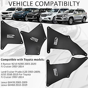 Splash Guard Fender Liners Shield with Clips Compatible with 2003-2020 Toyota 4 Runner, FJ Cruiser, Land Cruiser Prado(C-Black)