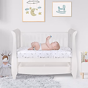 David's Kids Crib Fitted Sheets Grey-100% Cotton Baby Boys and Girls Crib Sheets for Standard Crib and Toddler Mattress-Nursery Sheets-2 Pack-Woodland Dinosaurs/Claws-52x28 Inches
