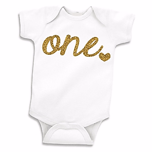 Bump and Beyond Designs Baby-Girls First Birthday Outfit Girls One Year Old Birthday Shirt White, 12-18 Months, Short Sleeve