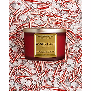 Peppermint Candle | Christmas Candles | Luxury Soy & Beeswax Candles for Home | 16 oz. Large Jar 3 Wick Candle | Candy Cane Candles | Winter Candle | Holiday Candle