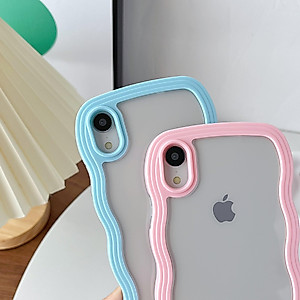 Caseative for iPhone Xr Case, Cute Curly Wave Frame Shape Shockproof Soft Compatible with iPhone Case (White,iPhone Xr)