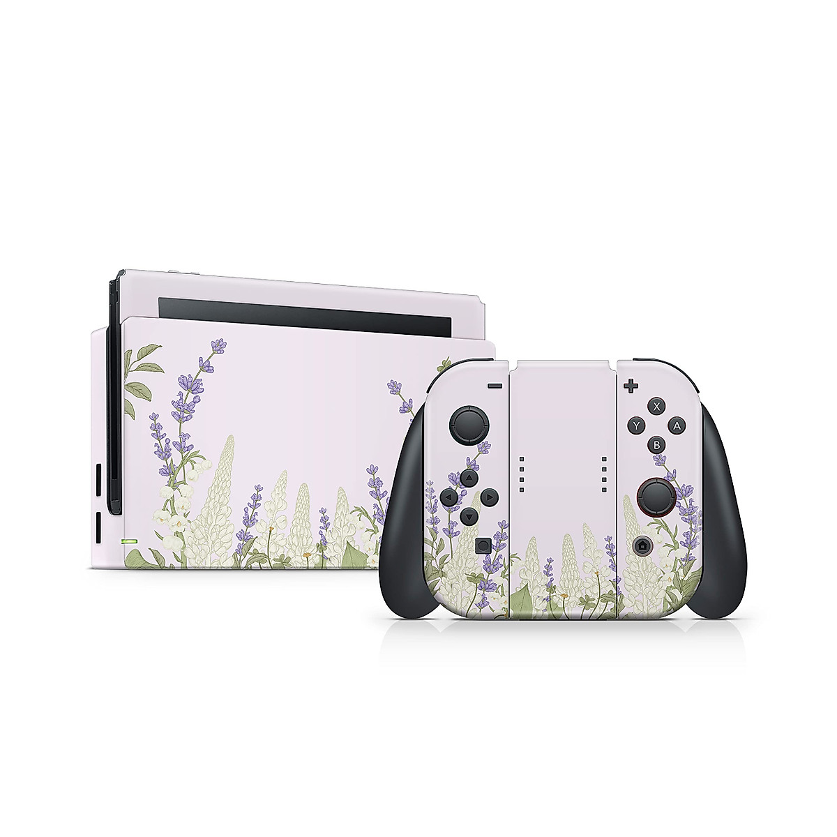 Tacky Design Lavender Skin Compatible with Nintendo Switch Skin Wrap Cover, Lupine Skin for Nintendo Switch Stickers, Premium Vinyl 3M Full Wrap Decal