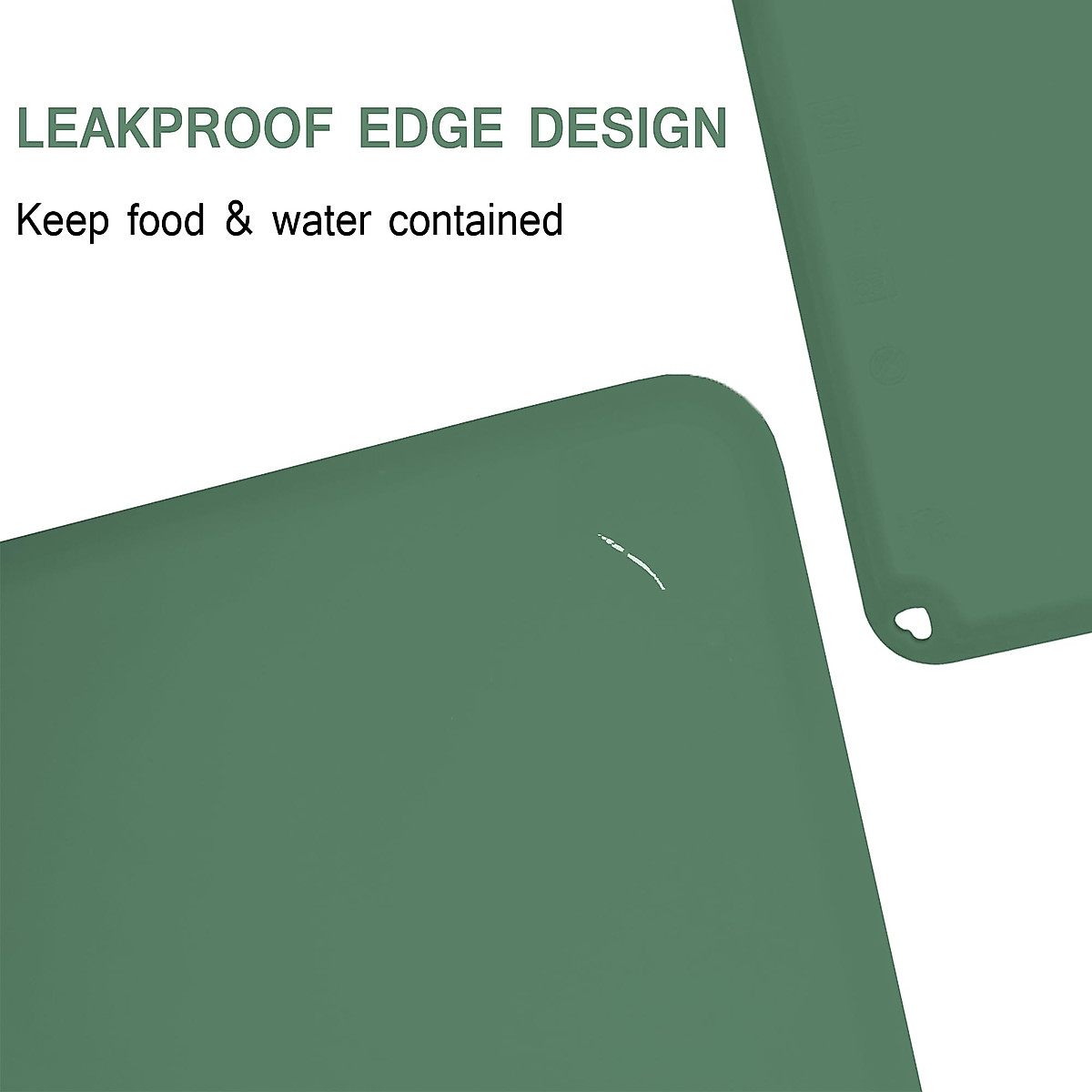 Silicone Kids Placemats, Non-Slip Silicon Placemats for Kids Baby Toddlers Childrens, Portable Baby Placemat for Dining Table, 2Pack (Dark Green 2Set)