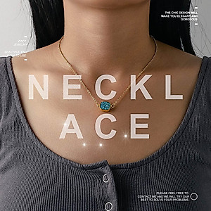 JAKAWIN Rhinestone Pendant Necklace Jewelry Adjustable Collar Necklaces Gold Neck Chain for Women NK295 (Light Blue)