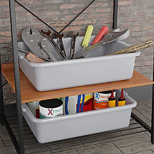 Easymanie 4 Pack 13 L Commercial Bus Tote, Restaurant Food Service Bus Tub, Grey