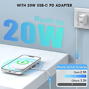 Magnetic Wireless Charger - Magnet Charging Pad Compatible with iPhone 14/14 pro/14 plus/14 pro max/ 13/13 pro/13 pro max/12 pro max - Mag-Safe Charger for AirPods 3/2/Pro with USB-C 20W PD Adapter