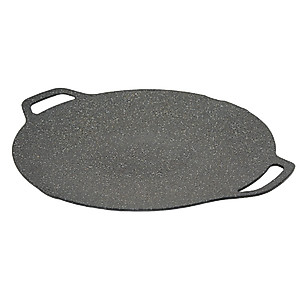 Korean BBQ Grill Pan, Round BBQ Griddle with Nonstick 6-Layer Coating, Aluminum Korean Grill Pan with Double Handles for Indoor or Outdoor Grilling Eggs Pancakes Steaks(30CM)