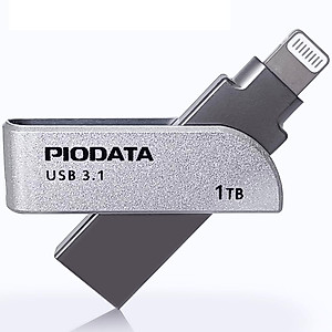 PIODATA iXflash 1TB MFi Certified Flash Pen Drive for iPhone/iPad/Mac/PC USB 3.1 Type A Lightning External Storage Memory Photo Stick
