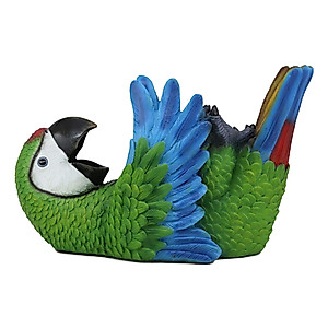 Ebros Gift Tropical Rio Rainforest Scarlet Macaw Parrot Wine Bottle Holder Caddy Figurine 10.25" Long Kitchen Dining Party Hosting Decor Statue of South American Evergreen Forest Birds (Green Macaw)