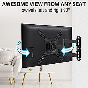 MOUNTUP UL Listed TV Wall Mounts TV Bracket for Most 26-55 Inches TVs, Full Motion TV Wall Mount with Swivel and Extend 17.7 Inch, TV Mount with Swivel Articulating Support, Max VESA 400x400mm, MU0009