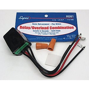 R081 SUPCO Refrigerator Relay Overload for1/12 - 1/5 hp Compressors 115 Volts