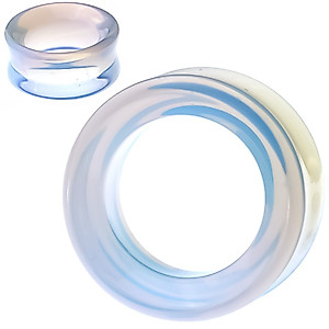 So Scene Hollow Tunnels Opalite Organic Stone Ear Plugs Gauges Sold in Pairs (12MM-1/2 INCH)