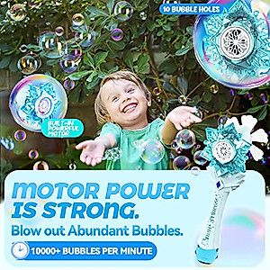BELLOCHIDDO Bubble Machine - Princess Magic Bubble Wand Frozen Toys for Girls, Music & Light Up Bubble Gun, Automatic Bubble Blower - Outdoor Fun Bubble Toys, Birthday Gifts for Kids