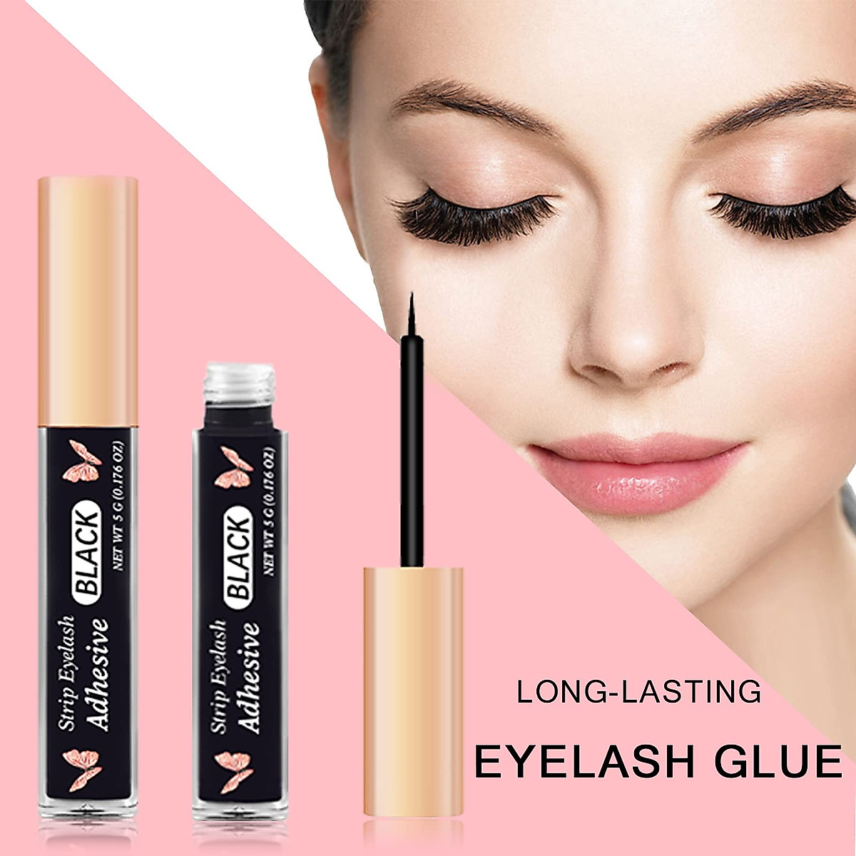 CMNRO Lash Glue Eyelash Glue Waterproof Eyelash Glue for False Lashes Super Strong Hold Eyelash Adhesive Latex-Free Safe on Skin Suitable for Sensitive Eyes 0.176oz Black2