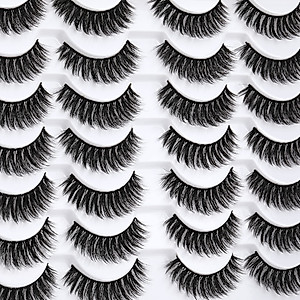 ALICROWN Short Eyelashes Natural Look False Lashes Mixed Lightweight Fluffy Handmade Soft Volume 14 Pairs Faux Mink Pack