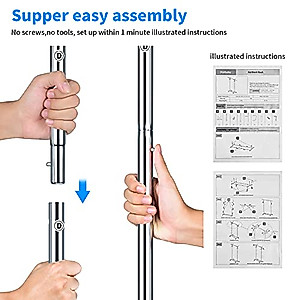 HOUSE AGAIN Adjustable 2-in-1 Heavy-Duty Garment Rack Clothes Coat Rack Rolling with Foot Operated Lockable Wheels, Extra Strength Clothes Rack for Hanging Clothes, Shoes Organizing, Chrome