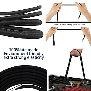 Replacement Elastic Cord Laces for Zero Gravity Chair, 4 Cords Black Anti Gravity Chair Universal Replacement Recliner Repair Tool Kit for Outdoor Lounge Chair, Bungee Garden Lawn Patio Chairs