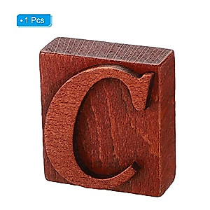 PATIKIL Letter Stamps Wood Rubber Stamp, Character C Vintage Alphabet Stamps Set Wooden Stamp Stamper for Card Making DIY Crafting Scrapbooking, Brown