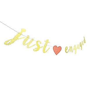 Just Engaged Banner,Engagement Party Decor,Bachelorette/Wedding/Engagement/Bridal Shower Party Decorations (Gold)